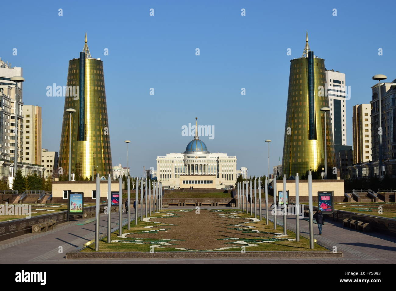 A street view with modern buildings in Astana, capital of Kazakhstan ...