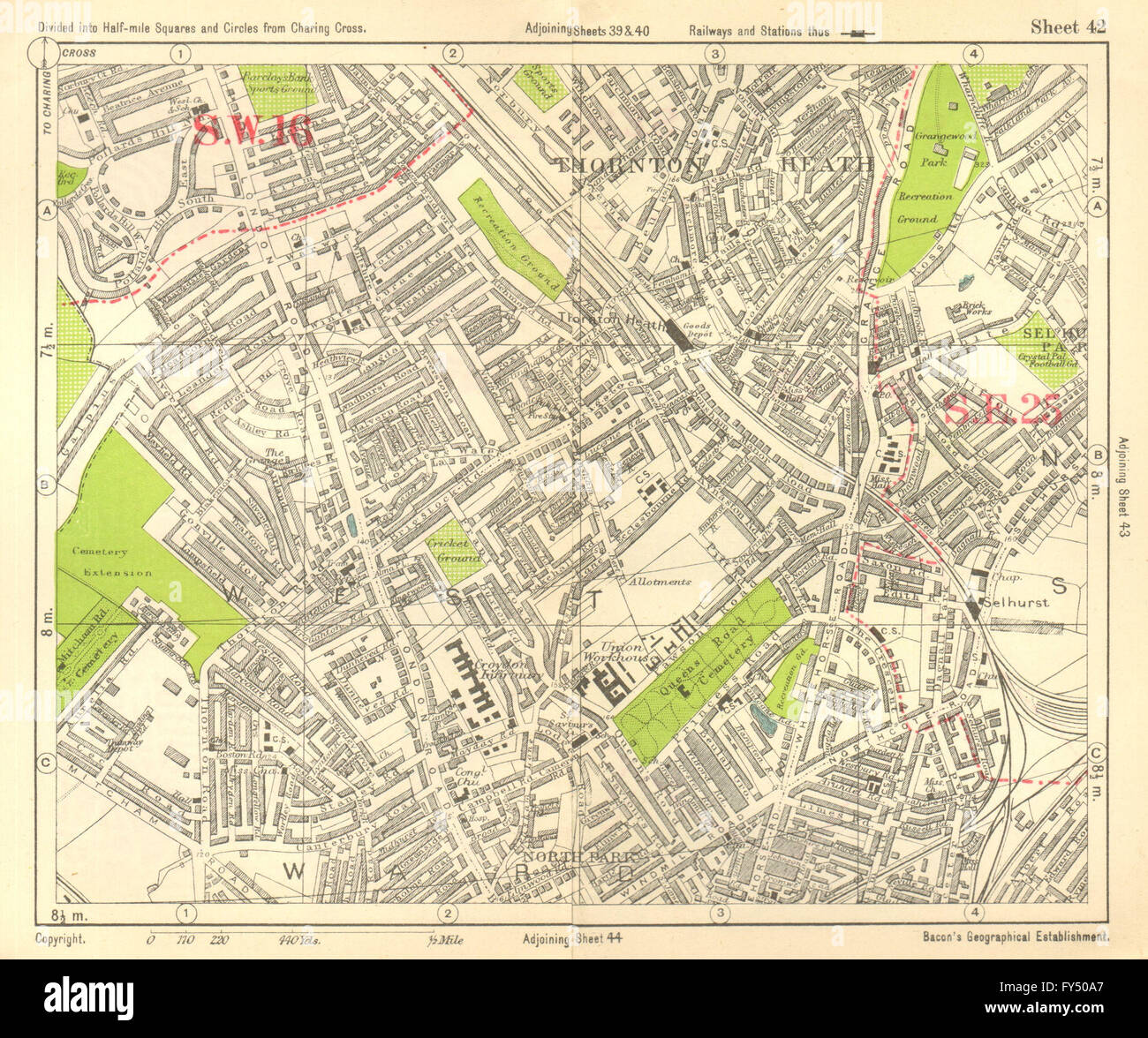 SOUTH LONDON. Thornton Heath Broad Green Selhurst. BACON, 1928 vintage ...