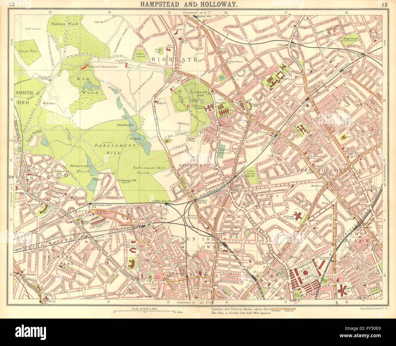 LONDON N:Hampstead Holloway Highgate Kentish Town Belsize Park Camden ...