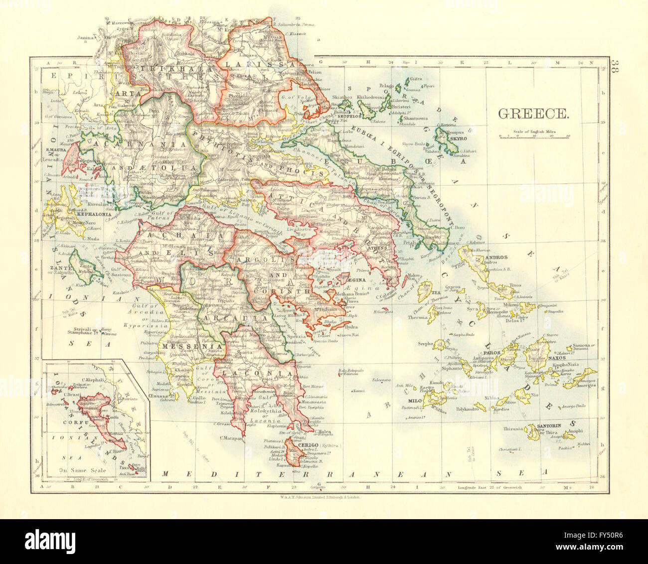 GREECE. Morea Thessaly Rumelia Cyclades Aegean Ionian Islands. JOHNSTON ...