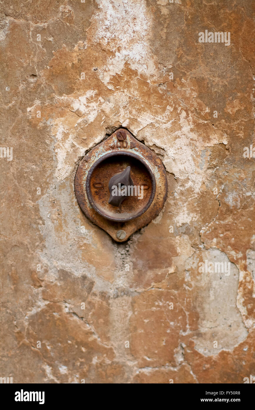 Very old rusty switch on the wall (Interior Stock Photo - Alamy