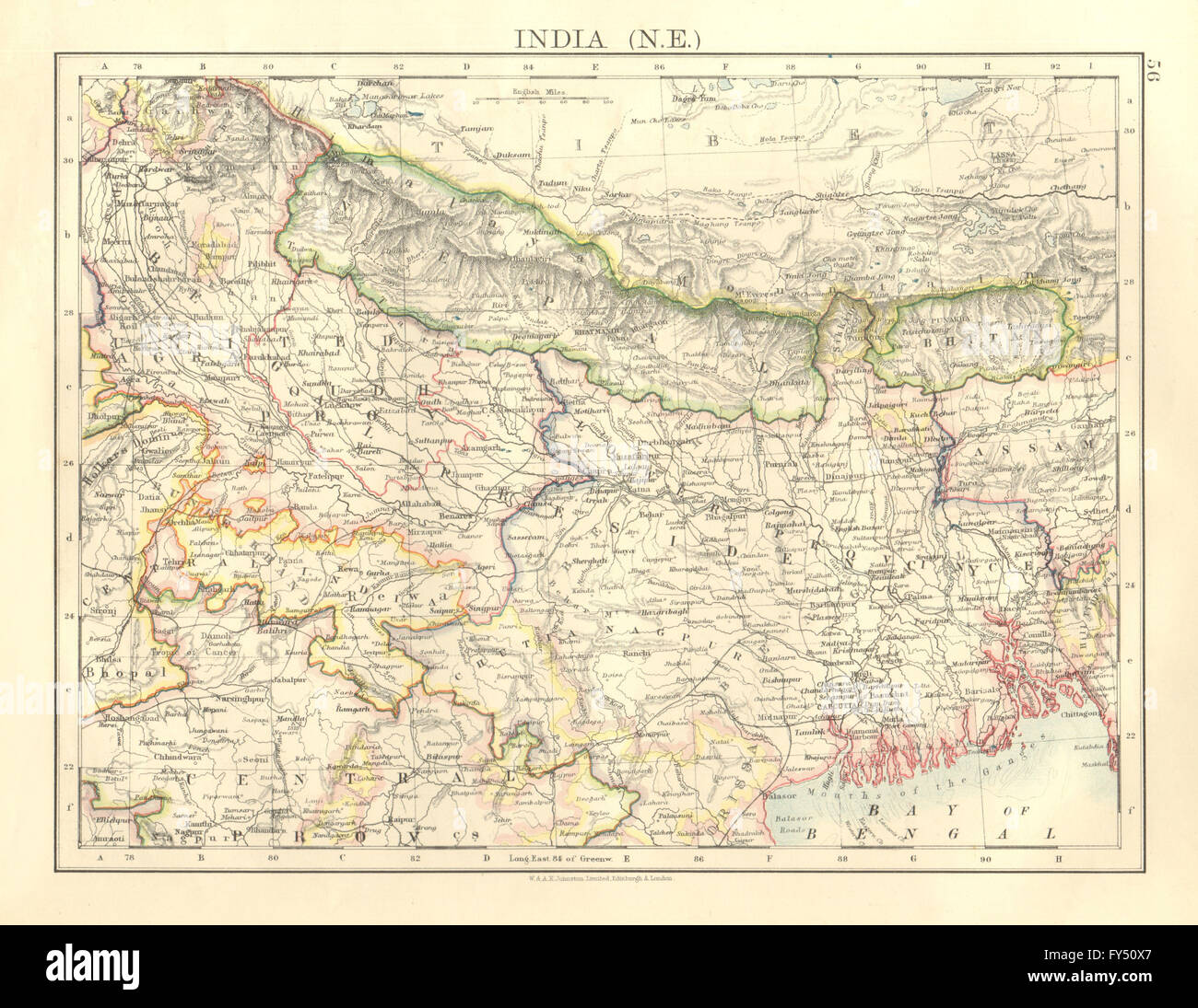 BRITISH INDIA NE. Bengal Nepal Bhutan Calcutta Bangladesh. JOHNSTON ...
