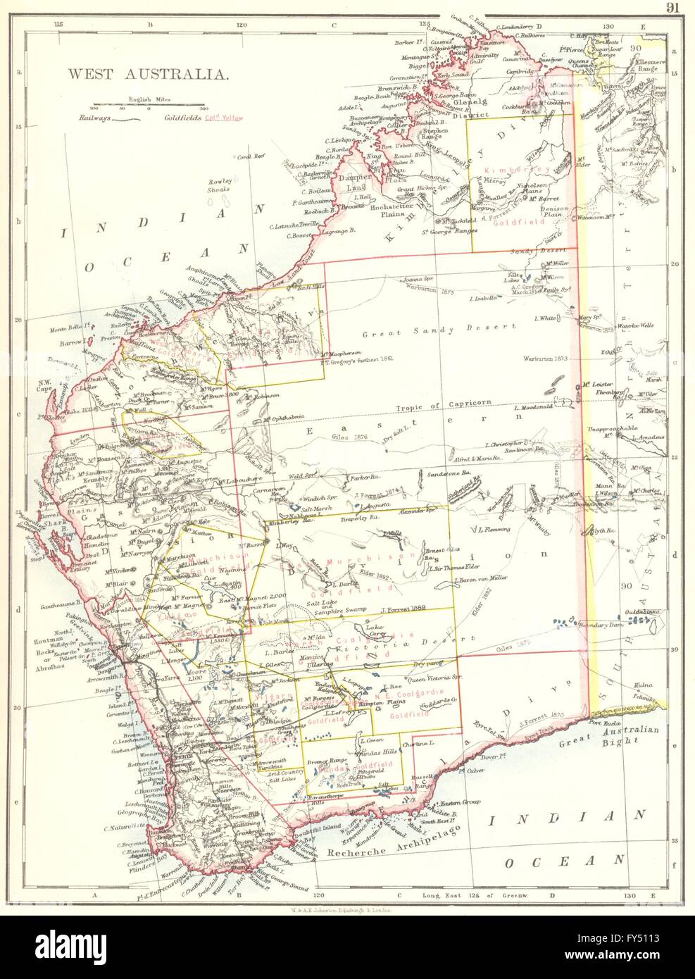 WEST AUSTRALIA. Goldfields Explorers route Giles Forrest Warburton Roe ...