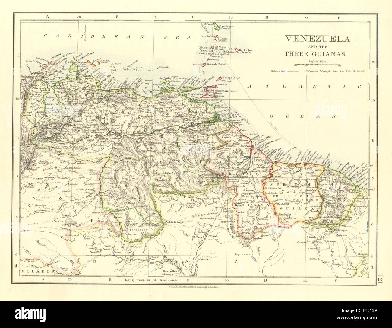VENEZUELA / GUIANAS. Suriname. British French Dutch Guyana. JOHNSTON ...