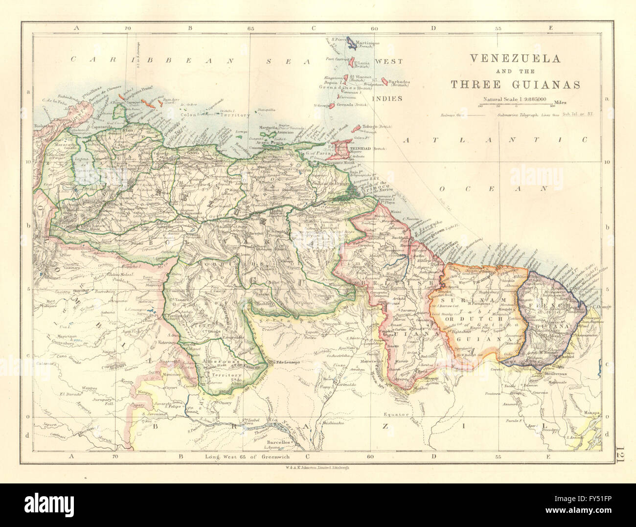 VENEZUELA / GUIANAS. Suriname. British French Dutch Guyana. JOHNSTON ...