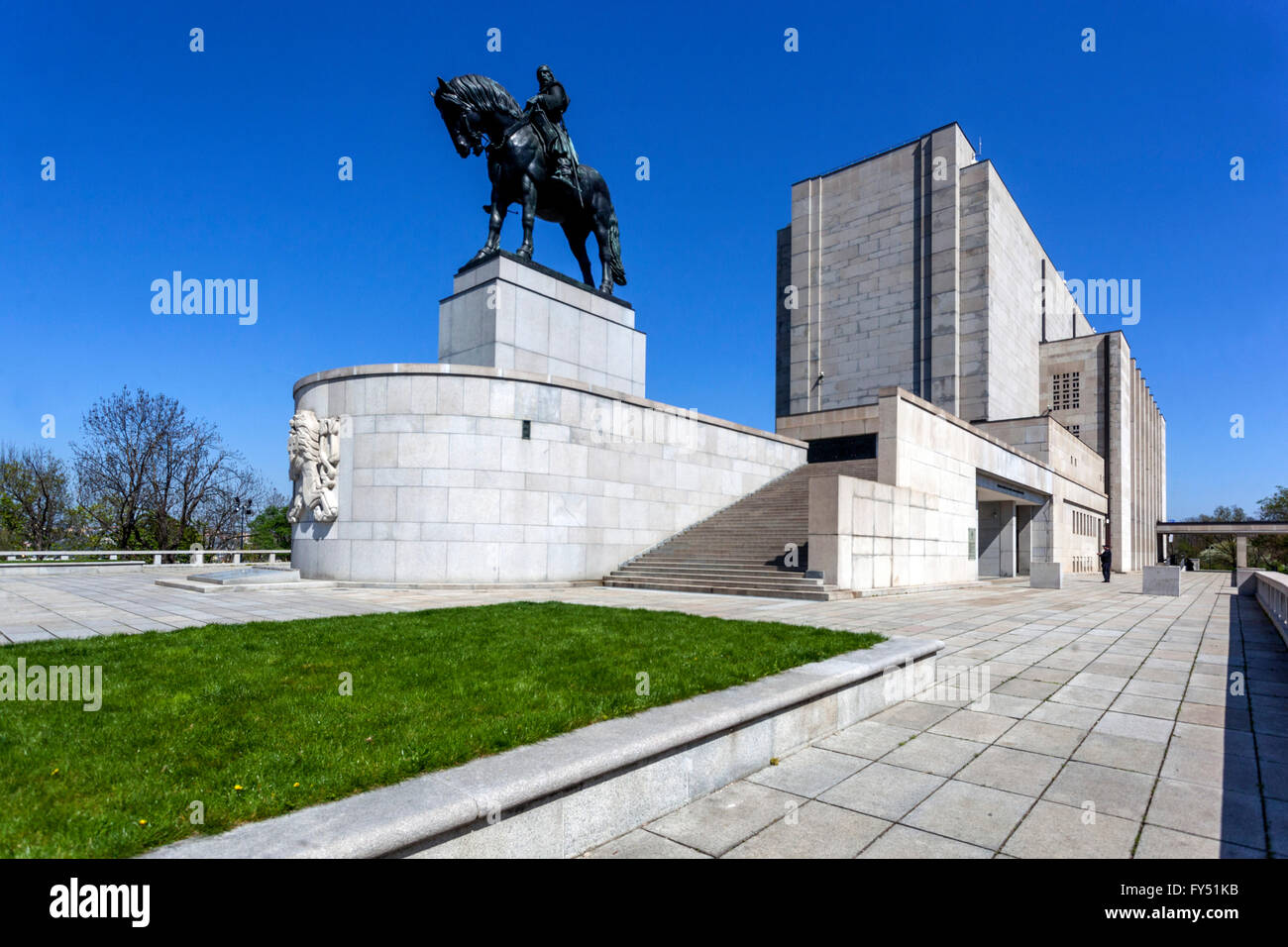 Prague National Monument with an equestrian statue of Jan Zizka, the ...