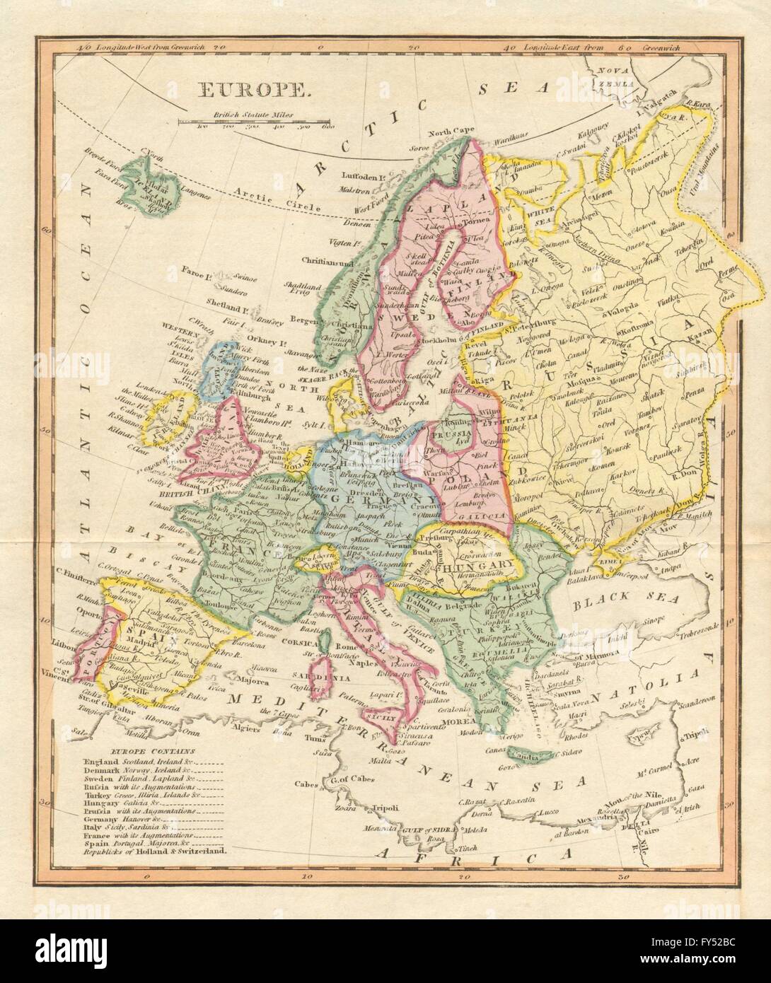 Decorative copperplate map of EUROPE by George A COOKE with original ...