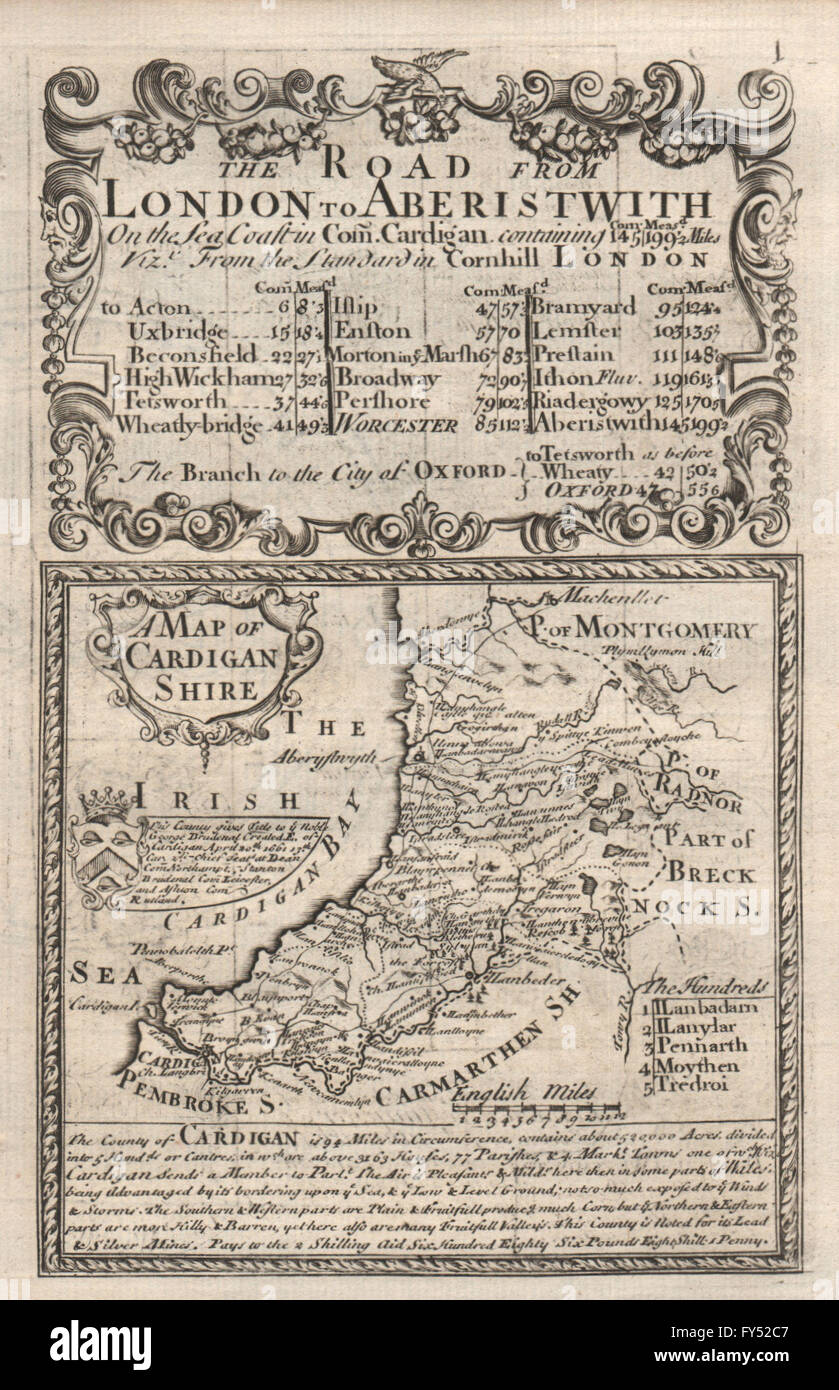 'A Map of Cardigan-Shire'. County map by J. OWEN & E. BOWEN ...
