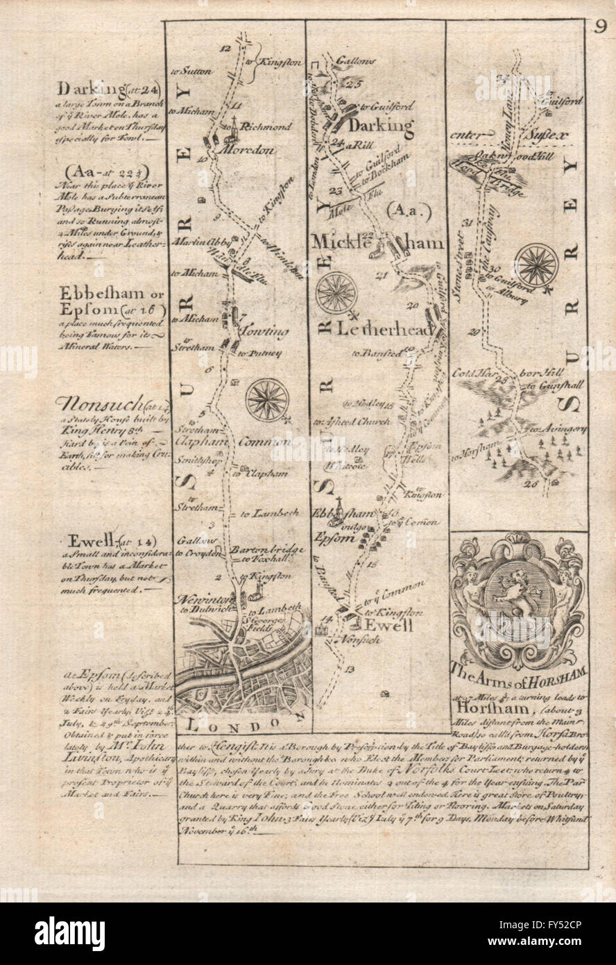 London-Clapham-Tooting-Ewell-Leatherhead-Dorking OWEN/BOWEN road map ...