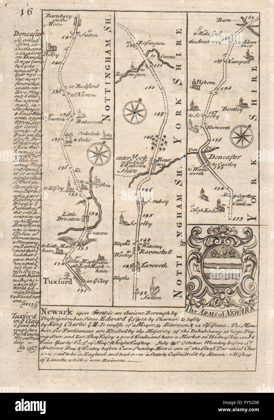 Tuxford barnby moor bawtry doncaster road strip map hi-res stock ...