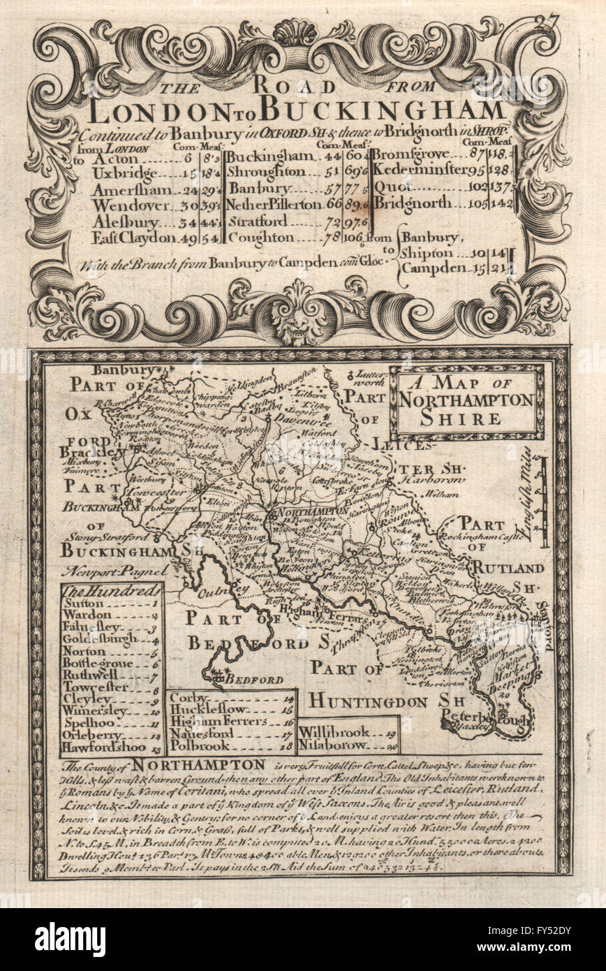'A Map of Northampton-Shire'. County map by OWEN & BOWEN ...