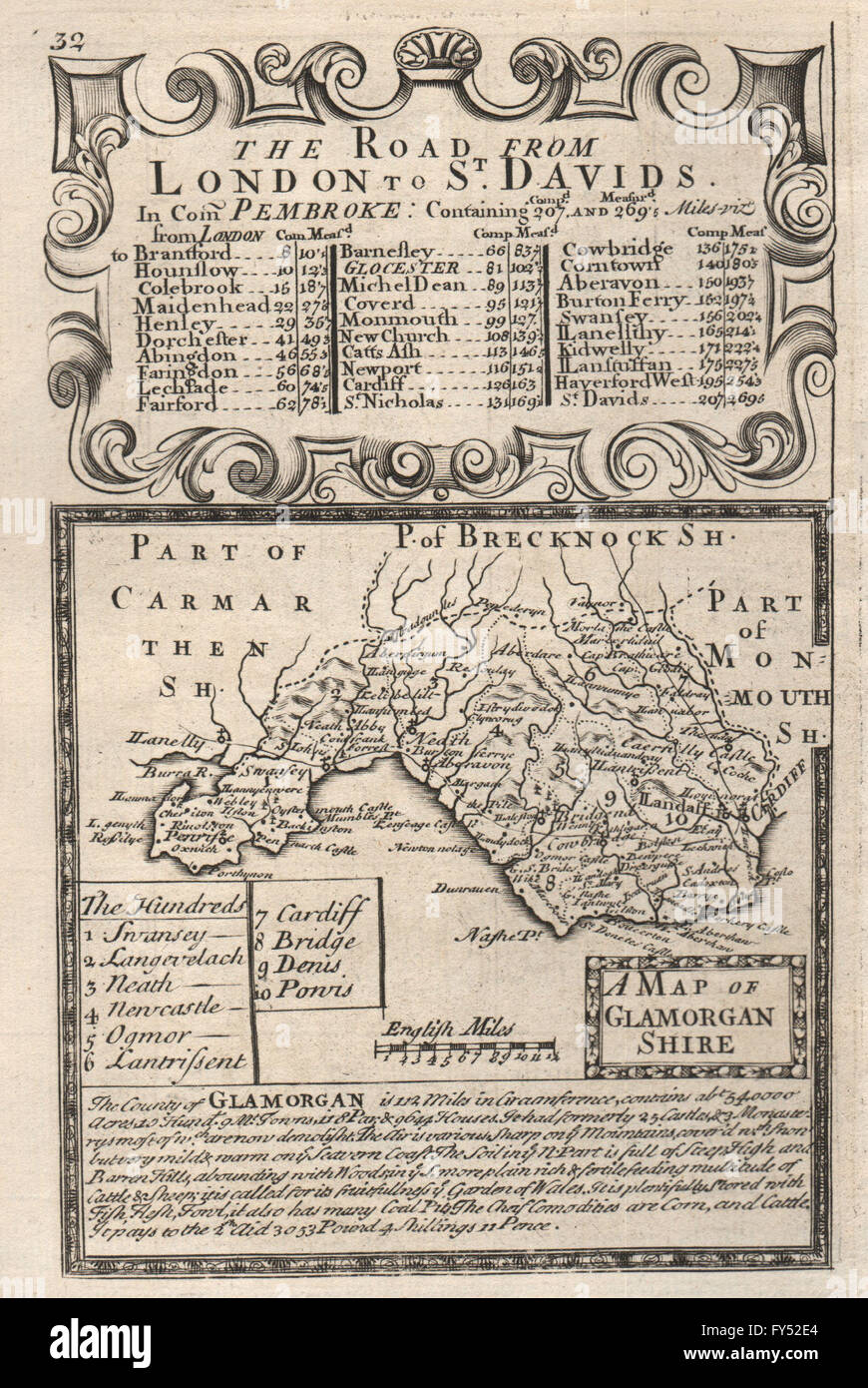'A Map of Glamorgan-Shire'. County map by OWEN & BOWEN. Glamorganshire ...