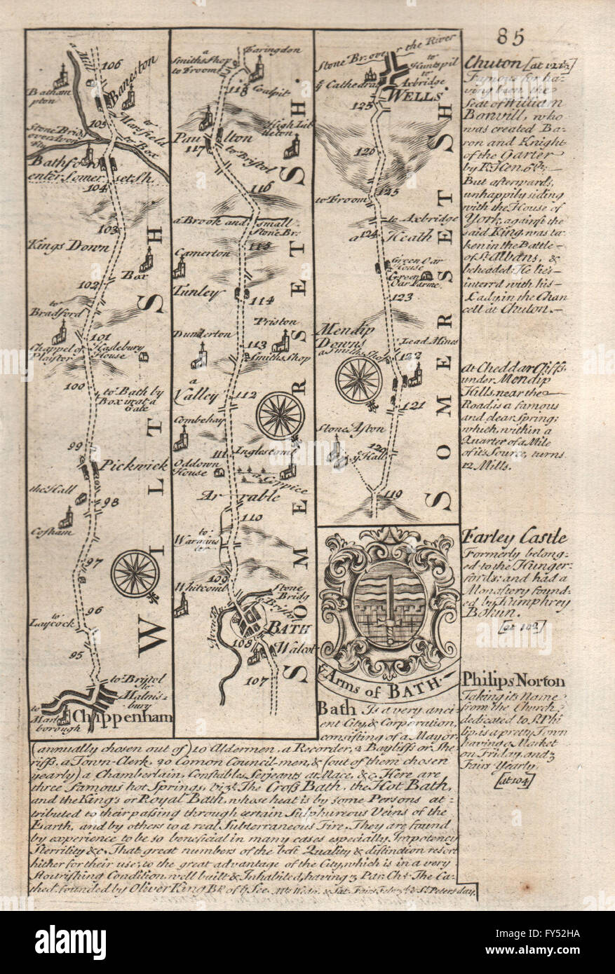 Chippenham-Bath-Paulton-Wells road strip map by J. OWEN & E. BOWEN ...
