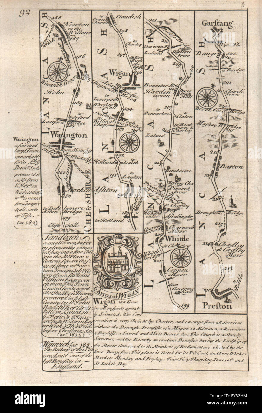 Warrington-Wigan-Whittle-Preston-Barton-Garstang road map by OWEN ...