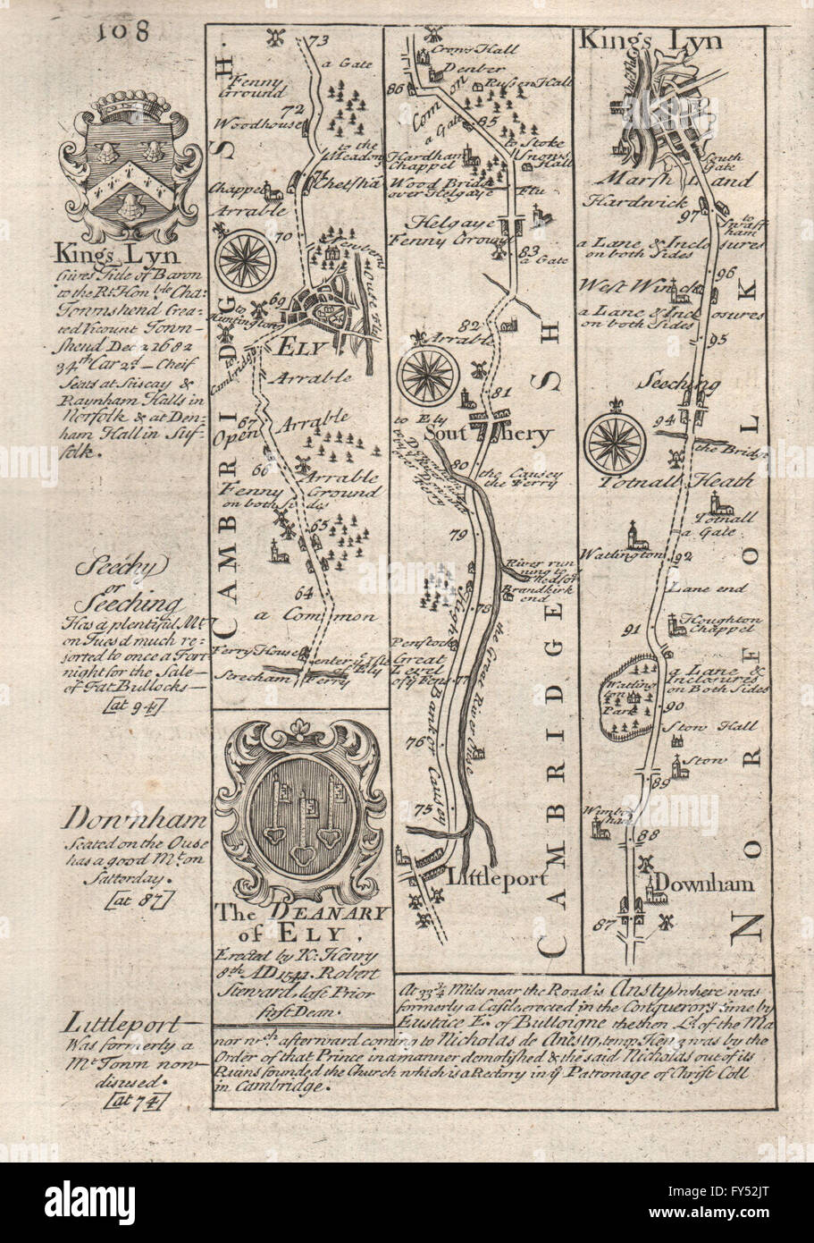 Ely-Littleport-Southery-Downham Market-King's Lynn OWEN/BOWEN road map ...