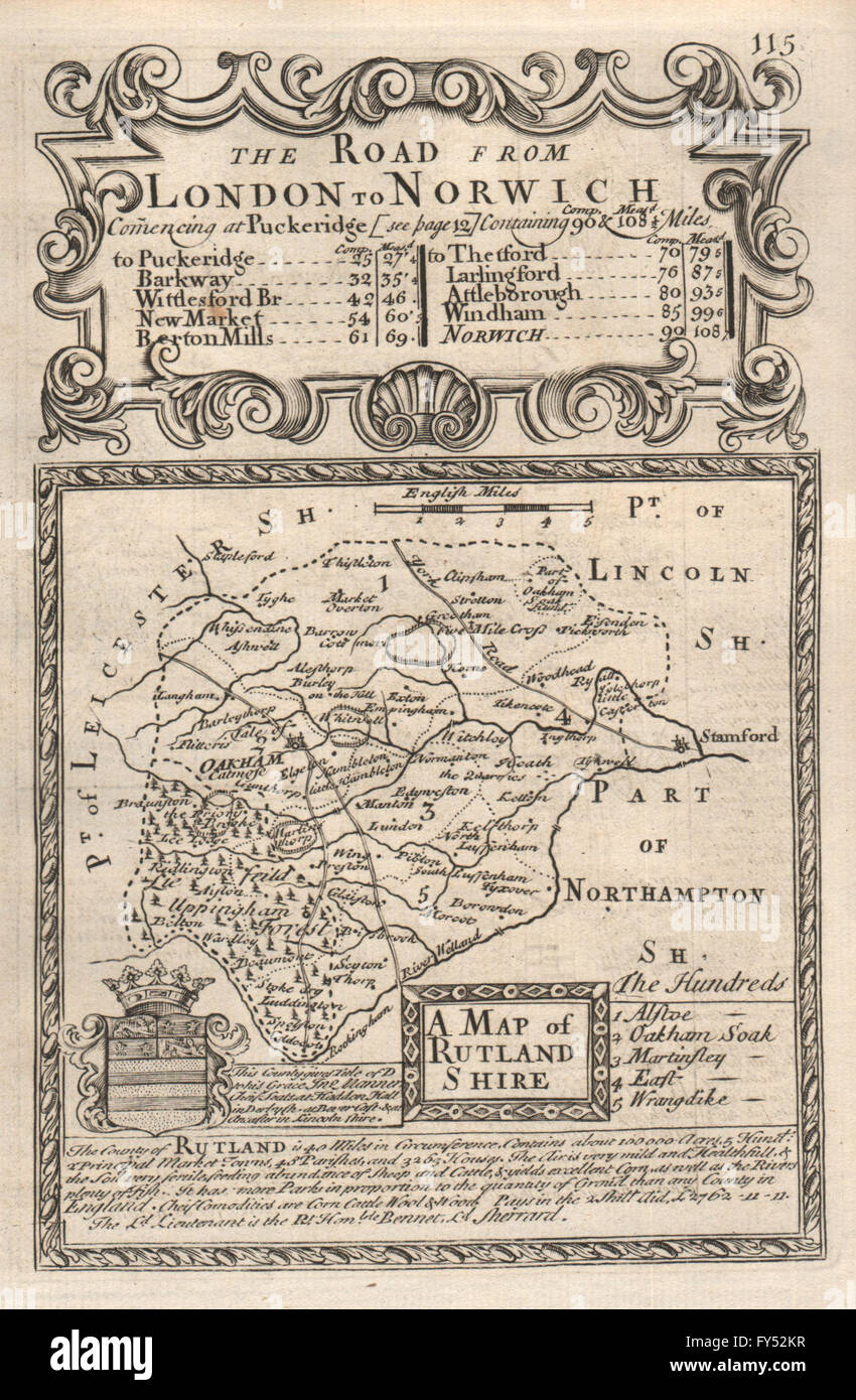 'A Map of Rutland-Shire'. County map by J. OWEN & E. BOWEN ...