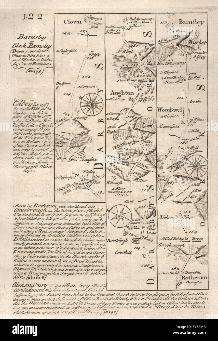 Pleasley-Clowne-Aughton-Rotherham-Barnsley road map by OWEN & BOWEN ...