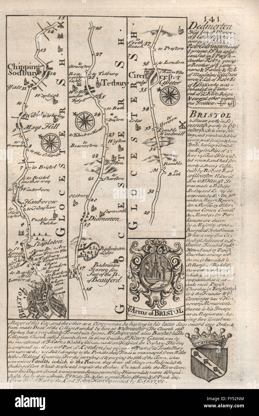 Bristol-Chipping Sodbury-Tetbury-Cirencester road map by OWEN & BOWEN ...