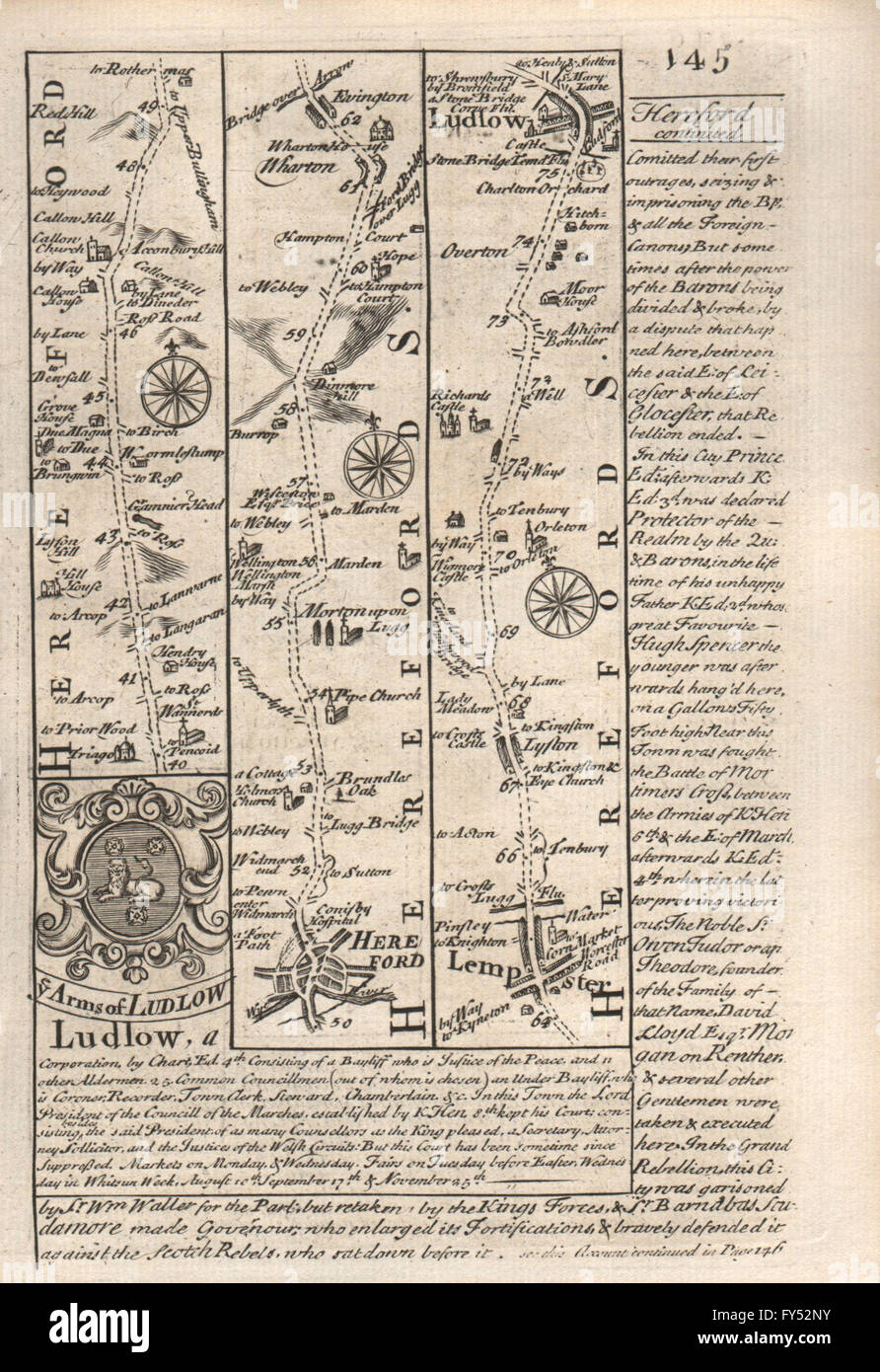 Hereford-Wharton-Leominster-Ludlow road strip map by J. OWEN & E. BOWEN ...