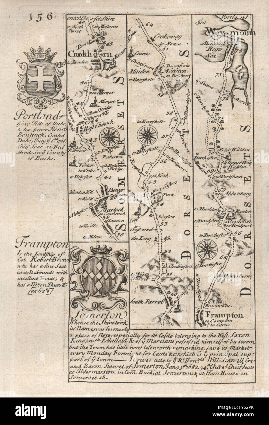 Martock-West Chinnock-Crewkerne-Frampton-Weymouth road map by OWEN ...