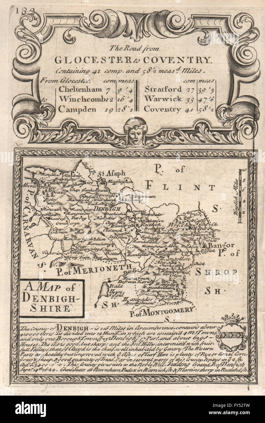 'A Map of Denbigh-Shire'. County map by J. OWEN & E. BOWEN ...