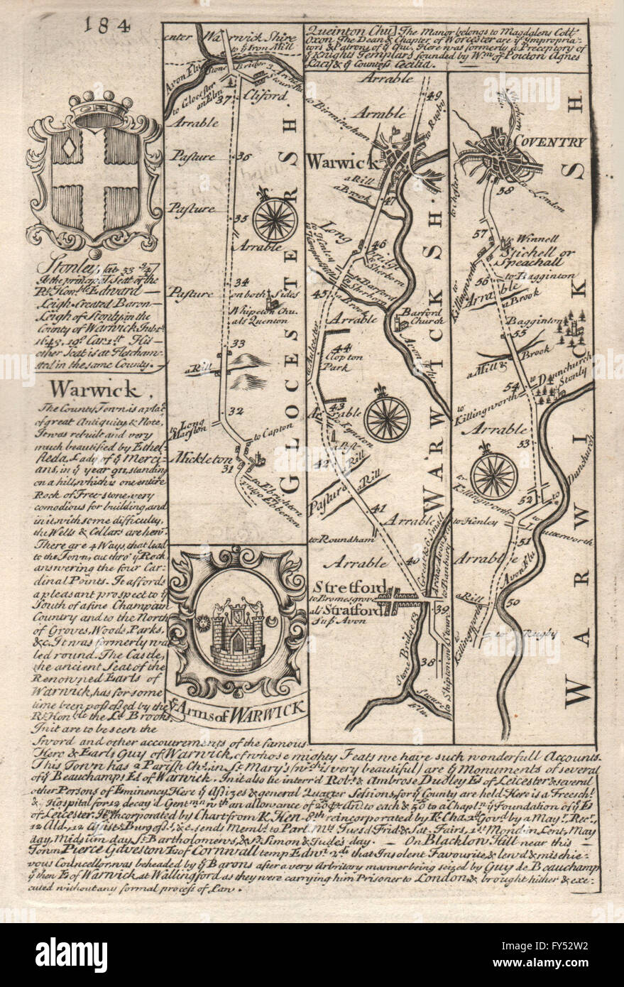 Mickleton-Stratford upon Avon-Warwick-Coventry road map by OWEN & BOWEN ...