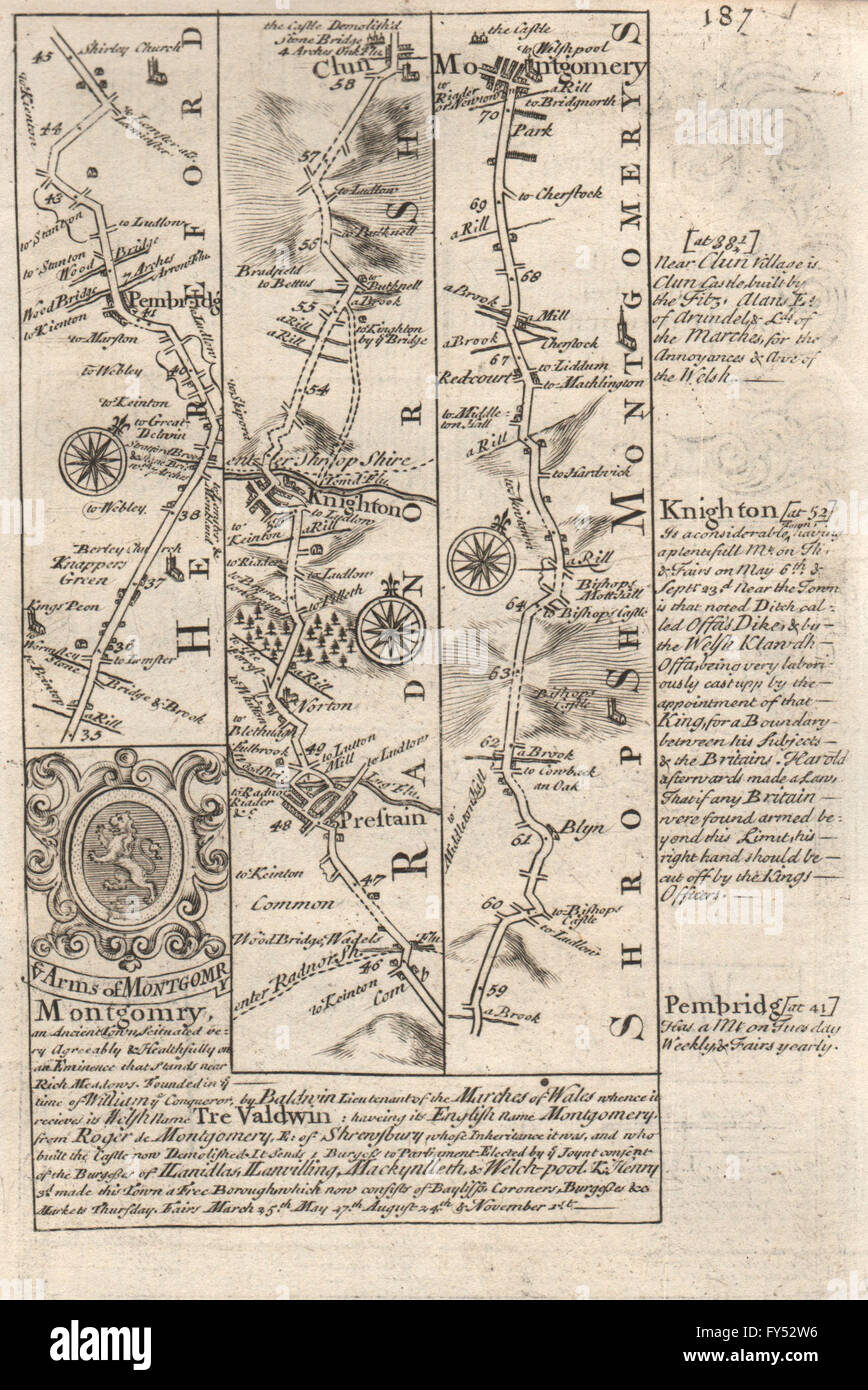 Pembridge-Presteigne-Knighton-Clun-Montgomery road map by OWEN & BOWEN ...