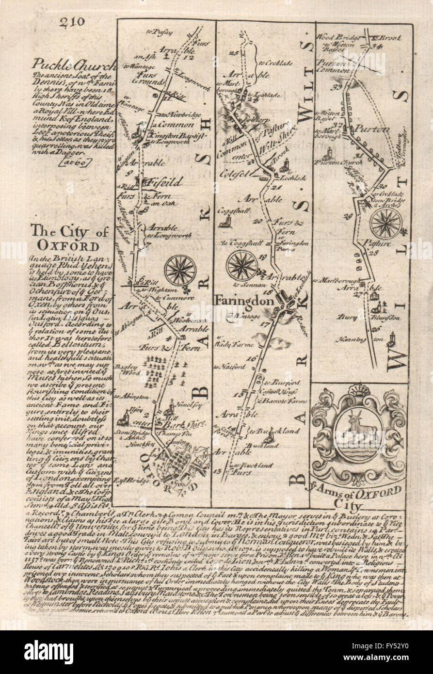 Oxford-Fyfield-Faringdon-Purton road strip map by J. OWEN & E. BOWEN ...