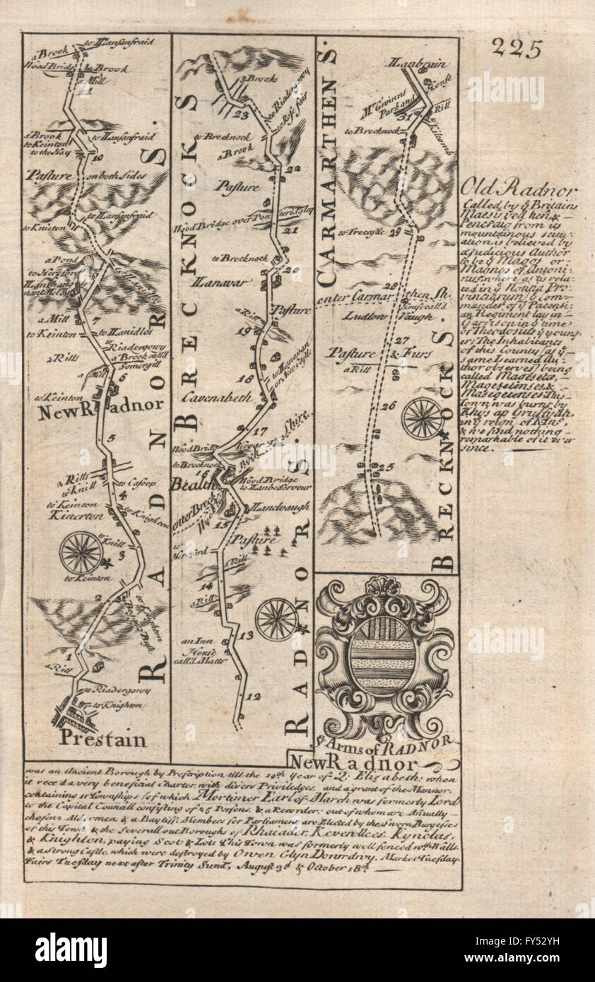 Presteigne-New Radnor-Builth Wells road strip map by J. OWEN & E. BOWEN ...