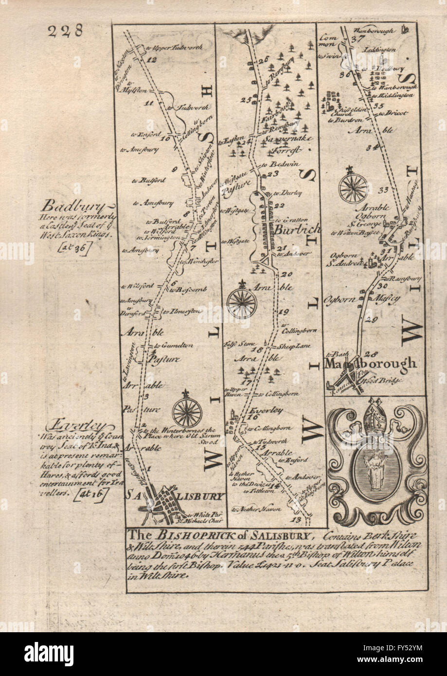Salisbury-Burbage-Marlborough road strip map by J. OWEN & E. BOWEN ...