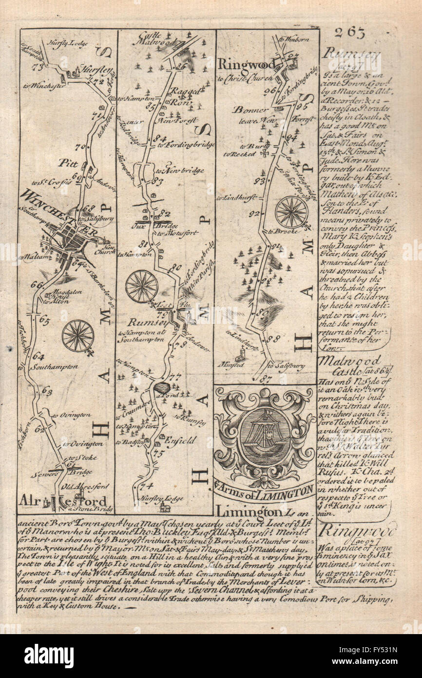 Alresford-Winchester-Hursley-Romsey-Ringwood road map by OWEN & BOWEN ...