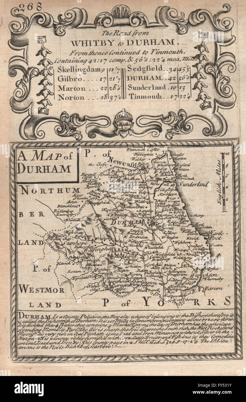 'A Map of Durham'. County map by J. OWEN & E. BOWEN, 1753 Stock Photo ...