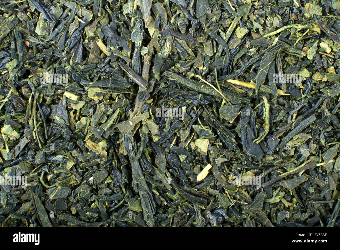 Japanese green tea leaf background Stock Photo - Alamy