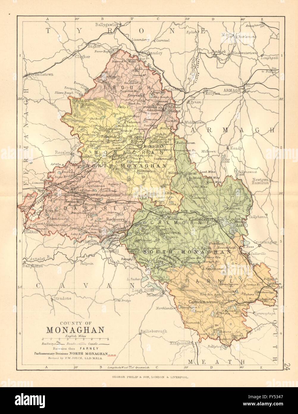 COUNTY MONAGHAN. Antique county map. Ulster. Ireland. BARTHOLOMEW ...