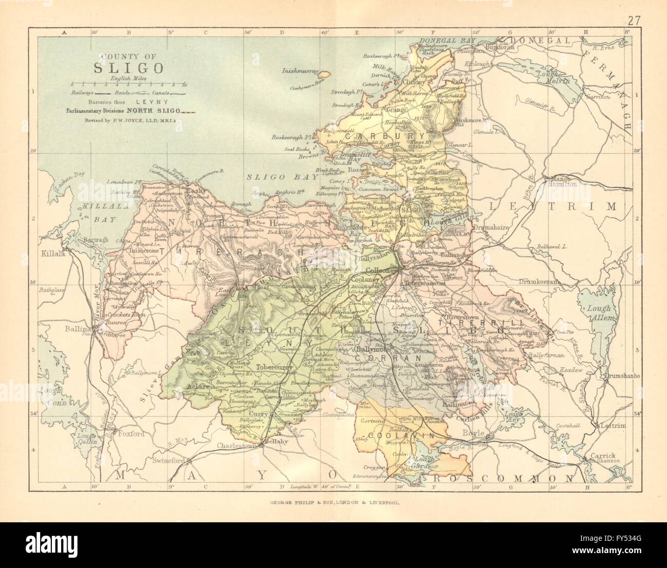 COUNTY SLIGO. Antique county map. Connaught. Ireland. BARTHOLOMEW ...