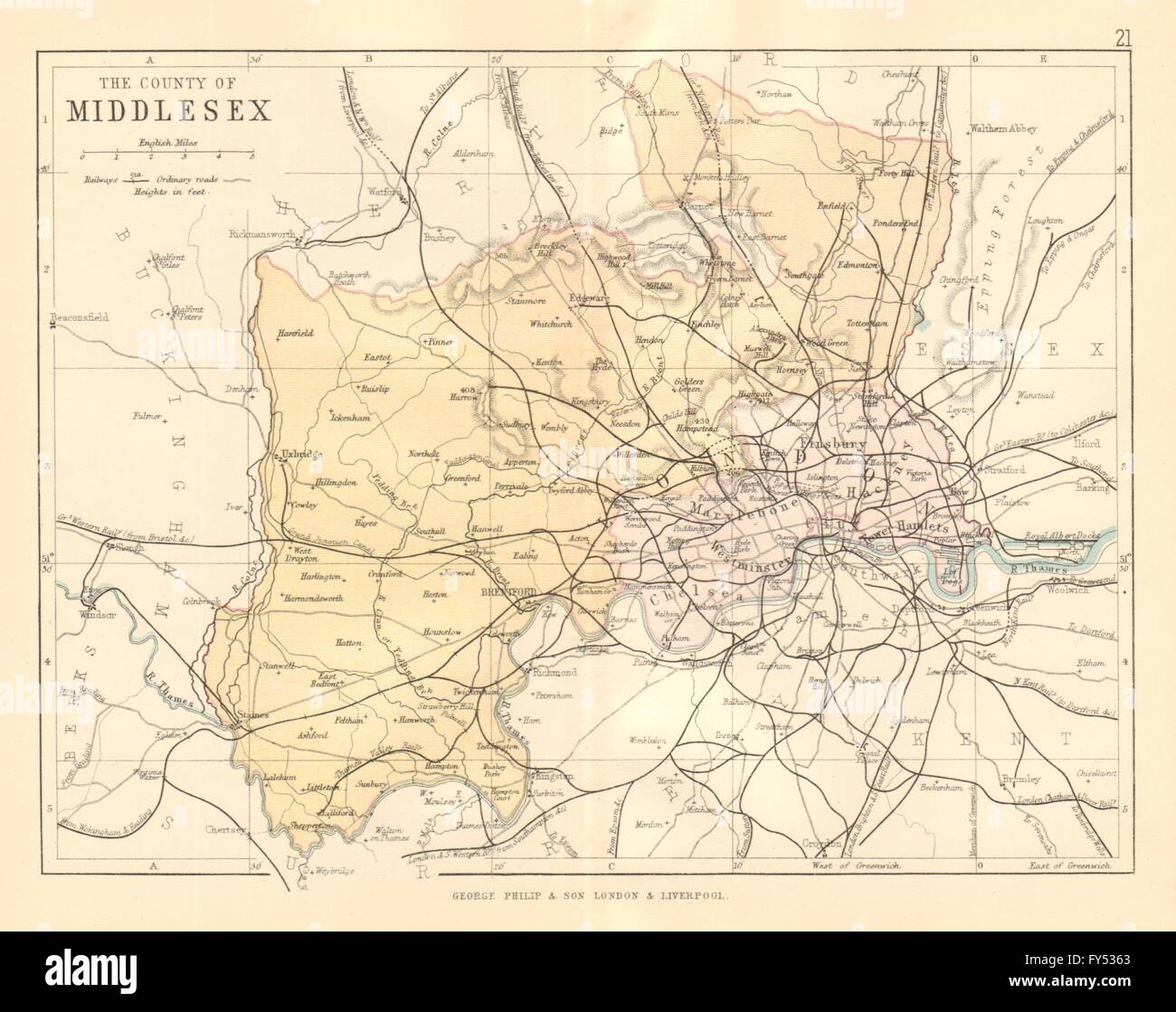 Middlesex england map hi-res stock photography and images - Alamy