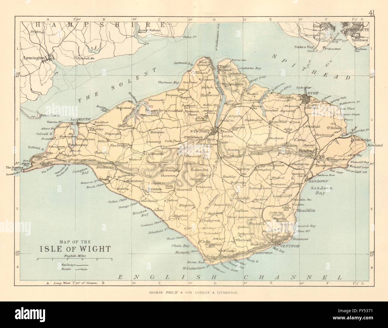 ISLE OF WIGHT: Antique map. Railways roads. Constituencies. PHILIP ...