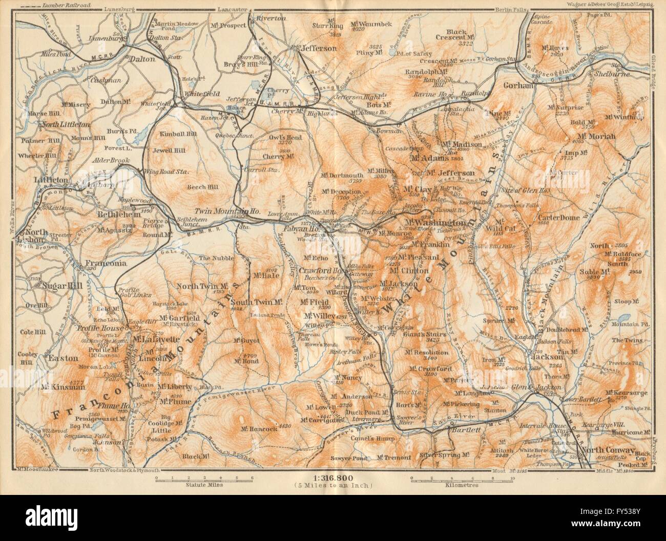 Map of mount washington hi-res stock photography and images - Alamy