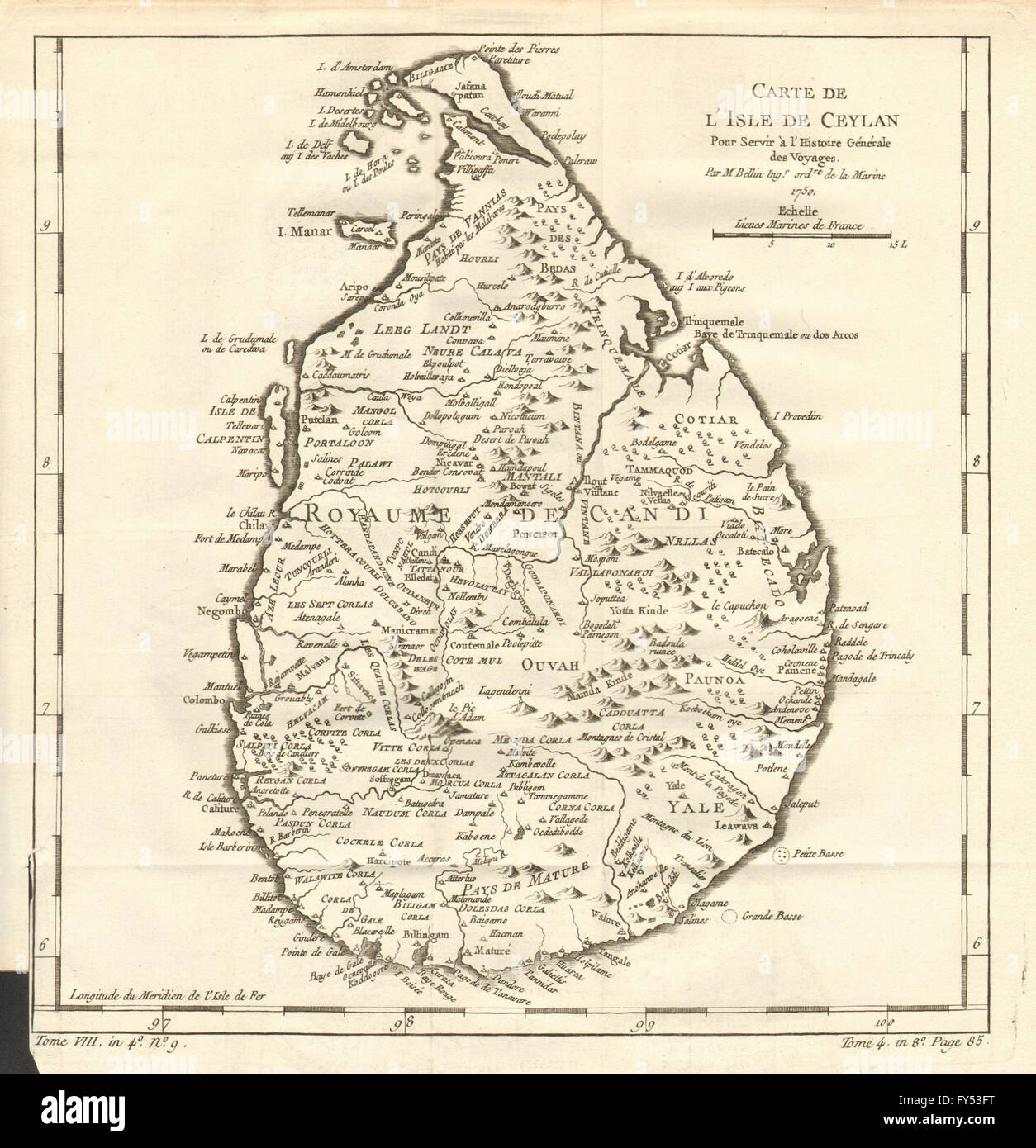 'Carte de l'Isle de Ceylan'. Ceylon. Sri Lanka. BELLIN, 1758 antique ...