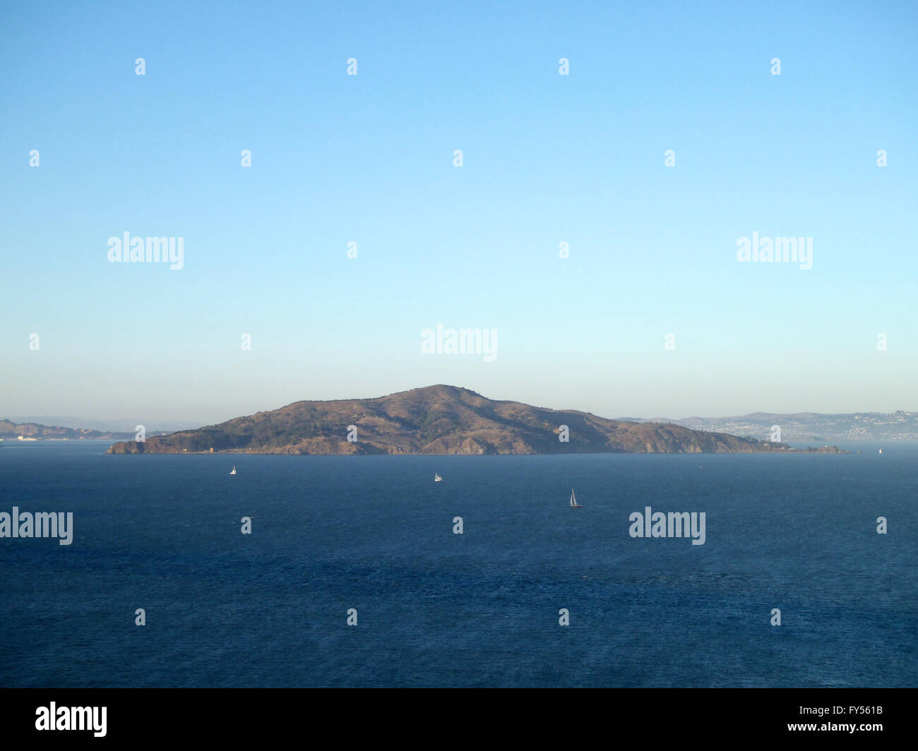 Angel Island in San Francisco Bay with sail boats in the water and ...