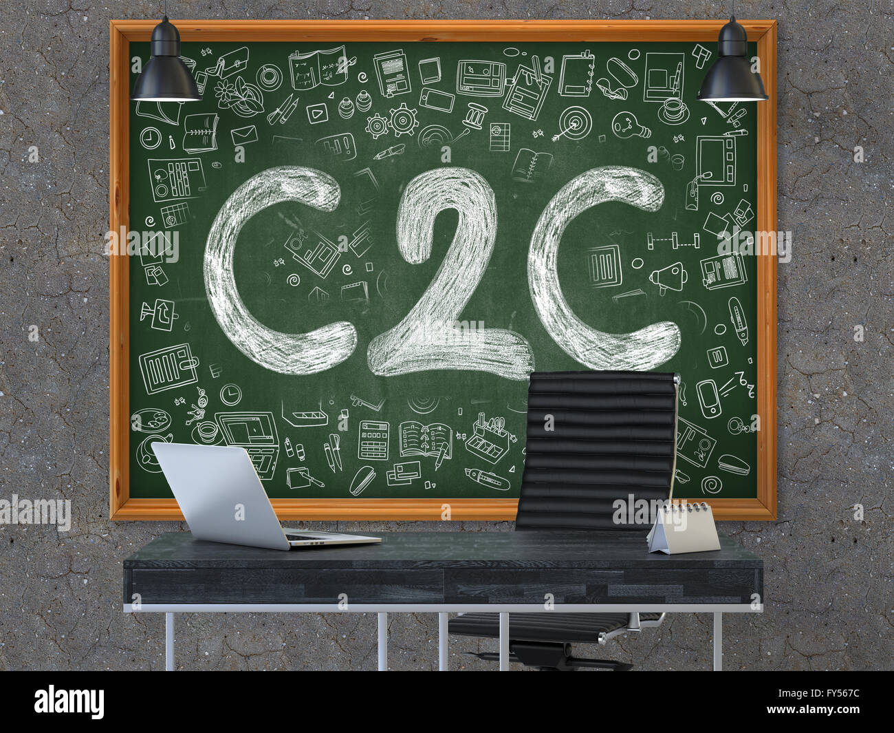 C2C Concept. Doodle Icons on Chalkboard Stock Photo - Alamy