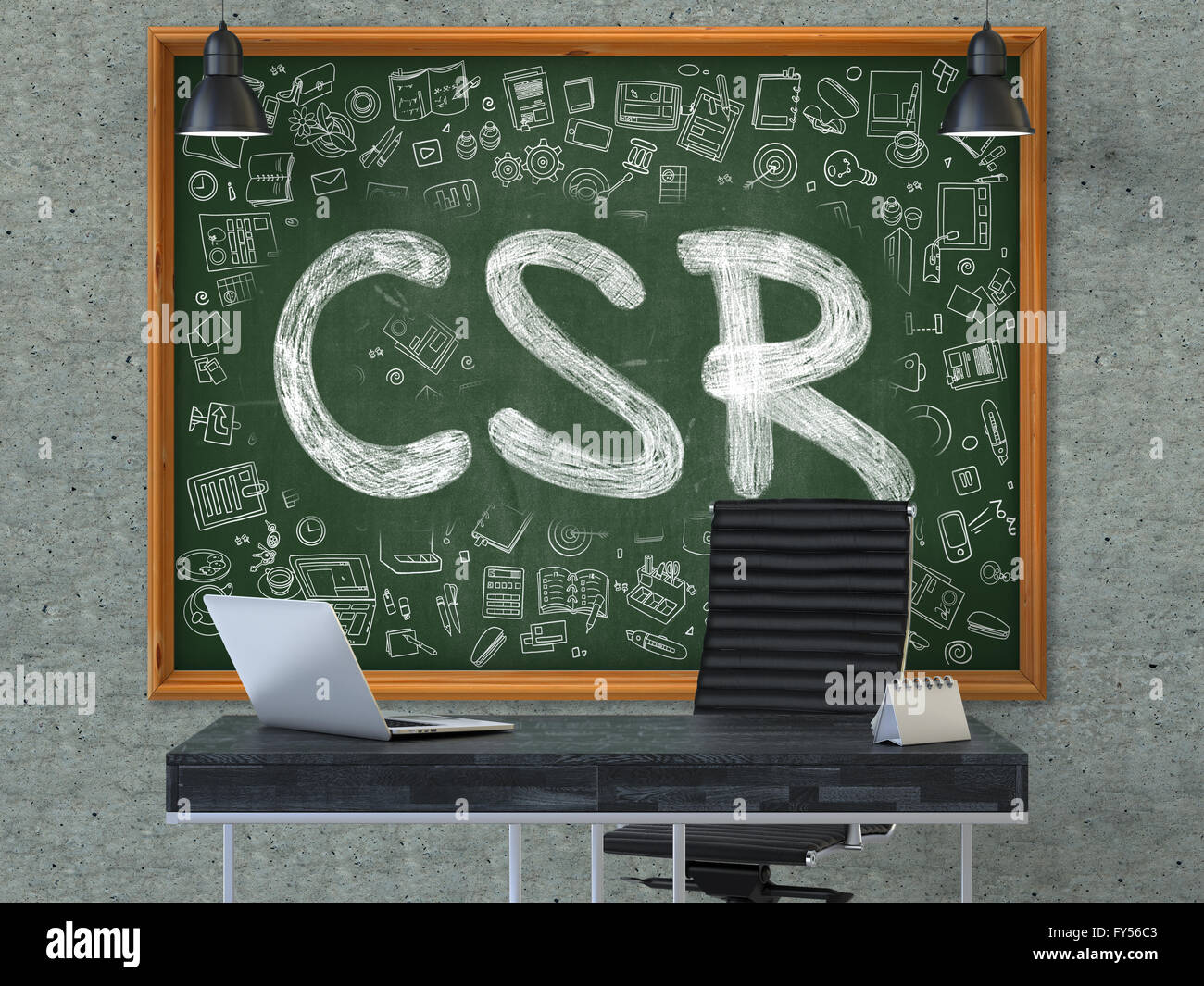 CSR Concept. Doodle Icons on Chalkboard Stock Photo - Alamy