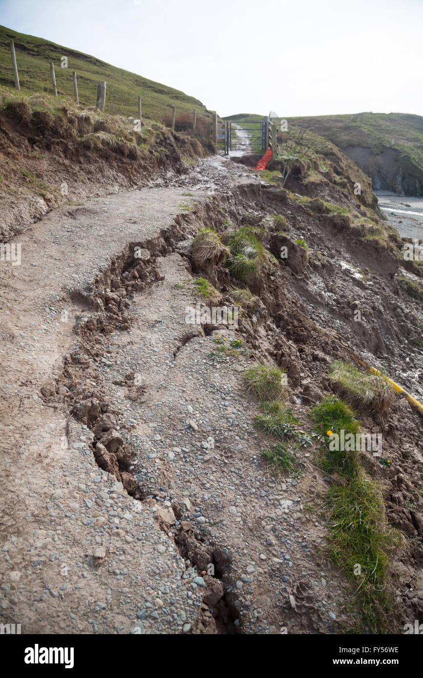 Foot Path at Penllech Beach / Afon Fawr after clifftop footpath erosion ...