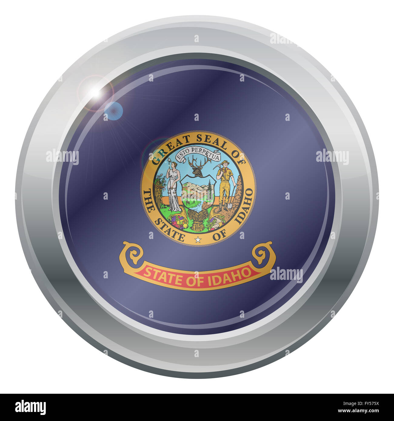 An Idaho state flag silver icon isolated on a white background Stock ...