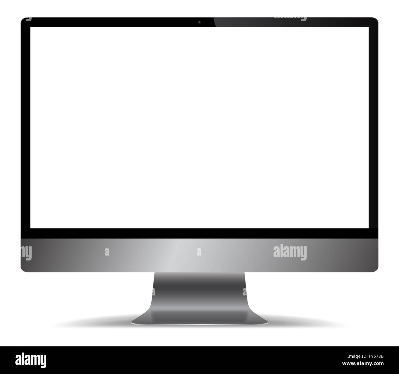 A realistic grey metal computer screen isolated on a white background ...