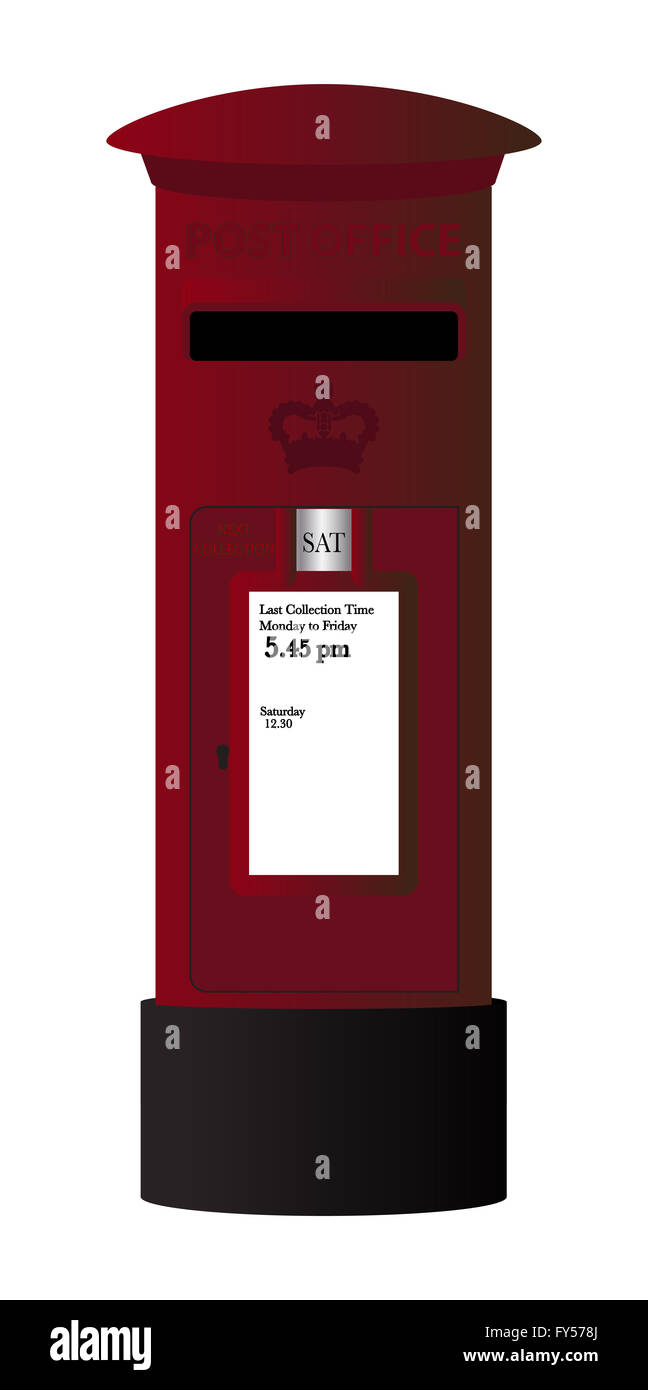 A large red post box on isolated on a white background Stock Photo - Alamy