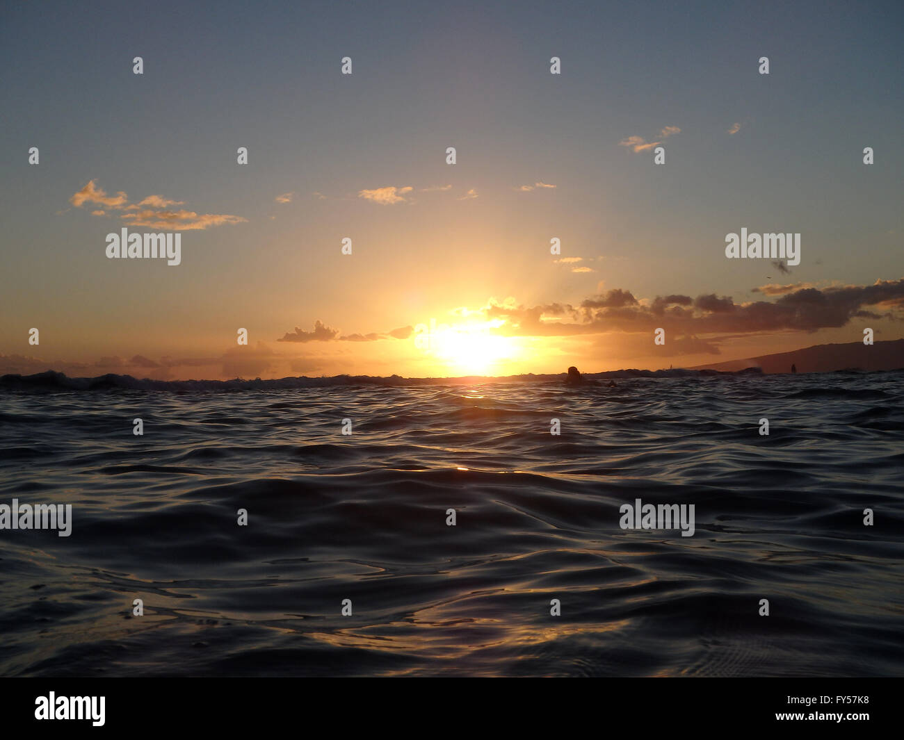 Dramatic lighting the sky and ocean during sunsets with light ...