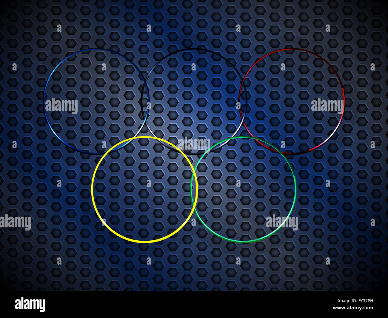 Metallic Olympic Five Rings Over Metallic Black Blue Honeycomb ...