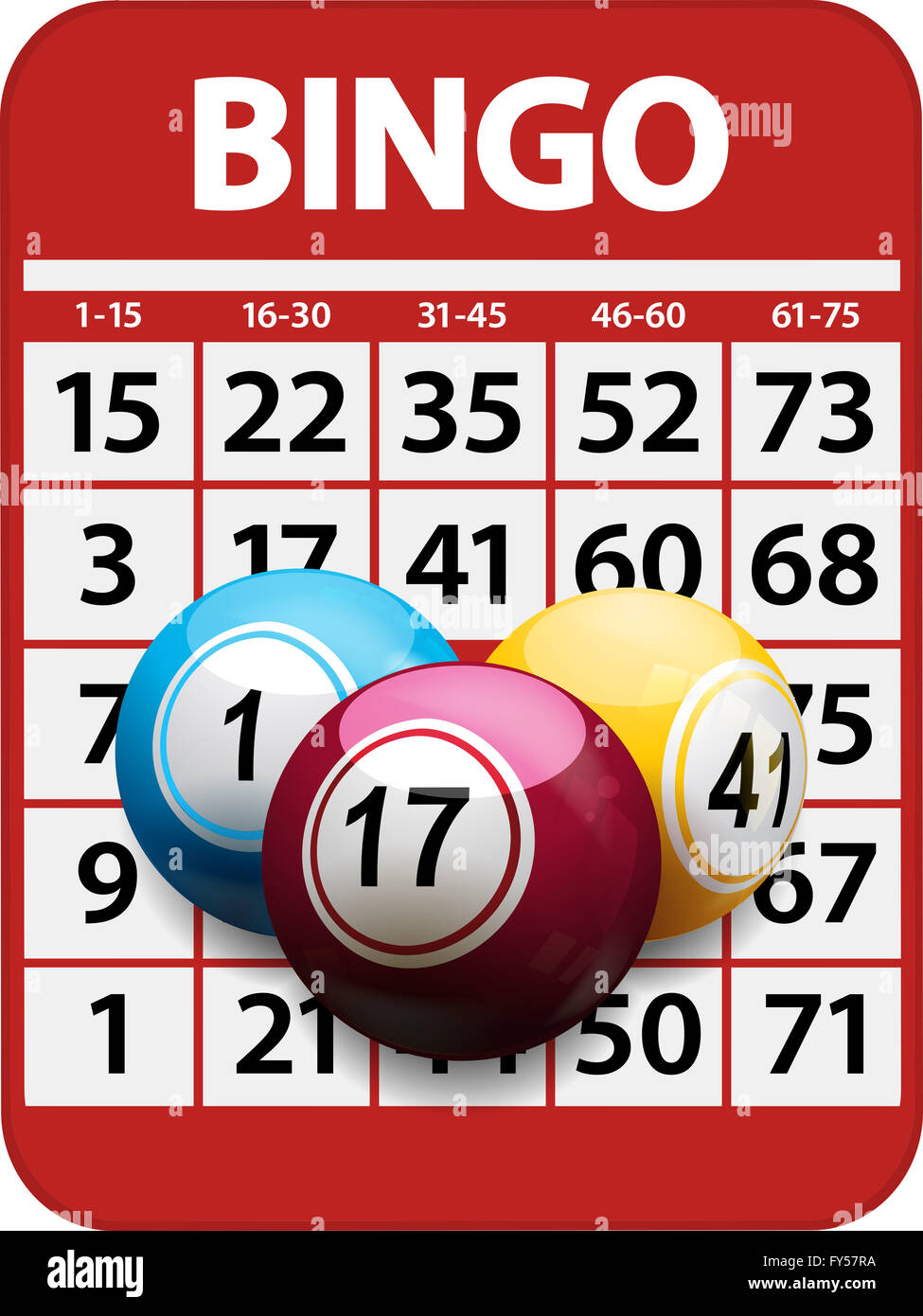Bingo Card Red Background with 3D Bingo Balls Stock Photo - Alamy