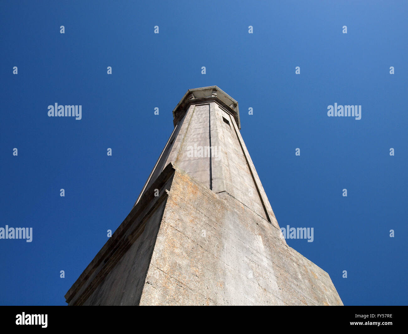 Looking up at Old Lighthouse on Alcatraz Island on a clear day Stock ...